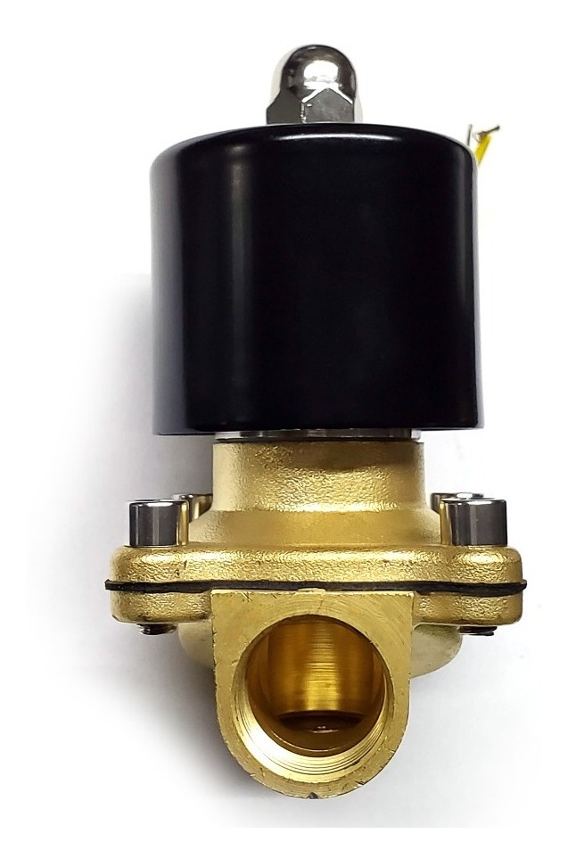 Válvula solenoide normalmente cerrada, cuerpo de latón y conexión a proceso de 1/2" NPT, 110V ...